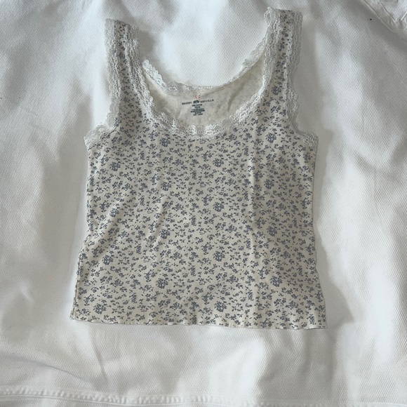 Tops | Blue Flower Brandy Top Cropped | Poshmark
